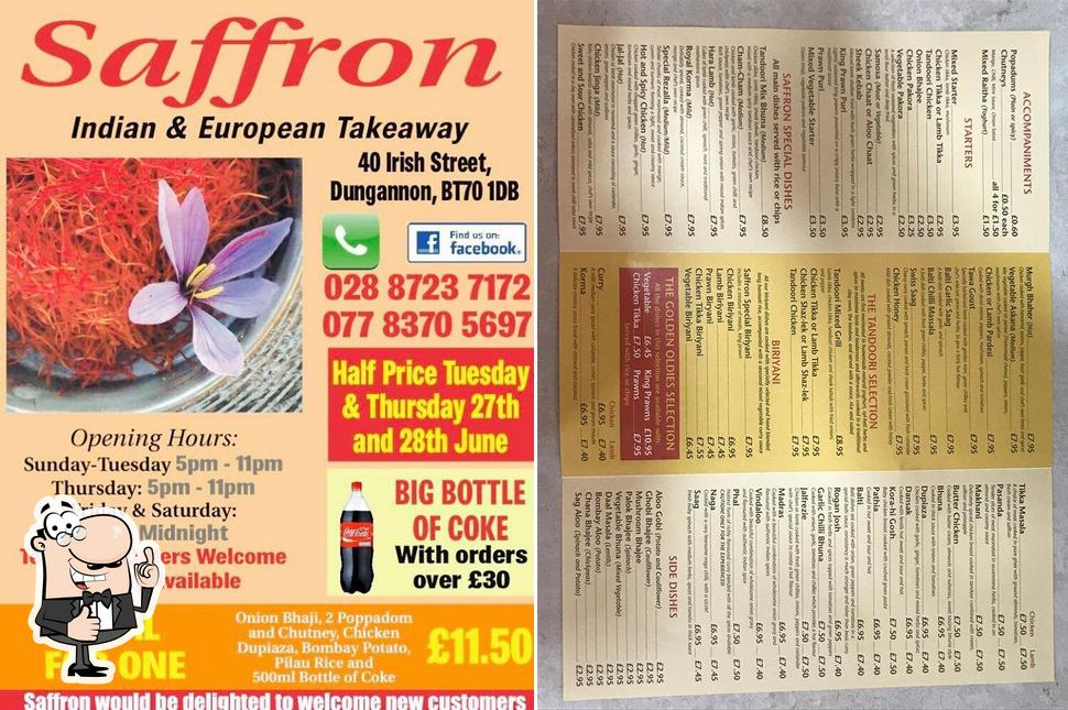 Saffron Indian Takeaway, Dungannon - Restaurant menu, prices and reviews