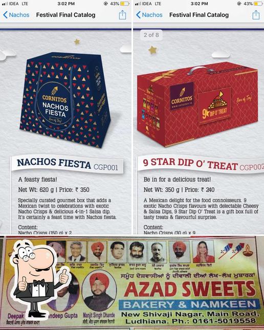 Azad Sweets Bakery and Namkeen, Ludhiana - Restaurant menu, prices and ...