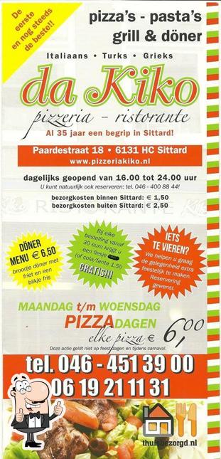 Da Kiko Pizzeria, Sittard - Restaurant menu and reviews