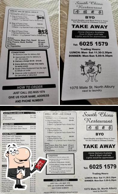 South China Restaurant, North Albury - Restaurant menu, prices and reviews