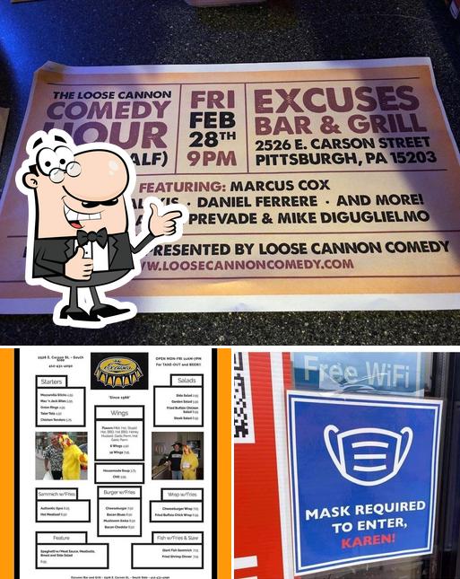 Excuses Bar & Grill in Pittsburgh - Restaurant menu and reviews