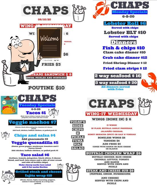 Chaps Saloon, Buxton - Restaurant menu, prices and reviews
