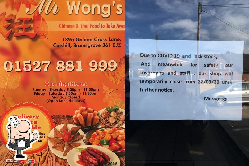 Mr Wong's, Bromsgrove - Restaurant menu, prices and reviews