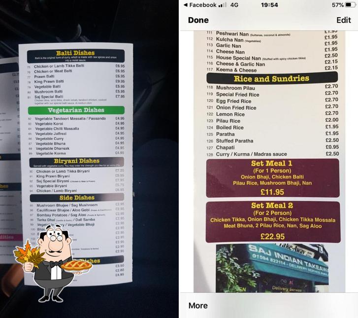 Saj Indian Limited in Cinderford - Restaurant menu and reviews