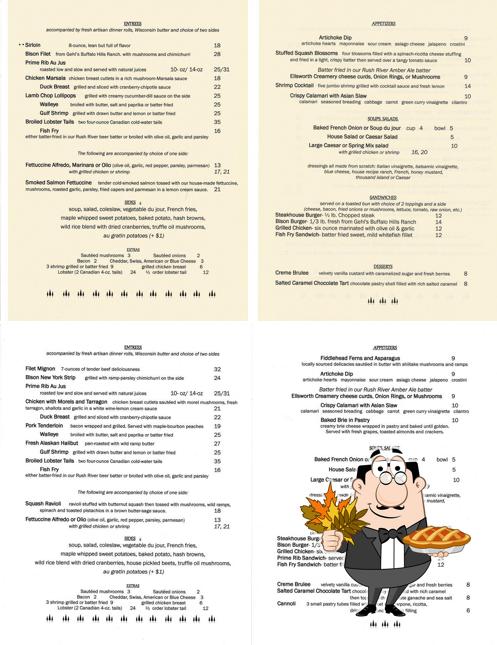 Shady Grove, Ellsworth - Restaurant menu, prices and reviews