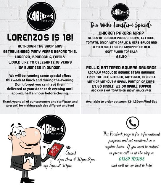 Lorenzo's Fish & Chips, Dunoon - Restaurant menu, prices and reviews