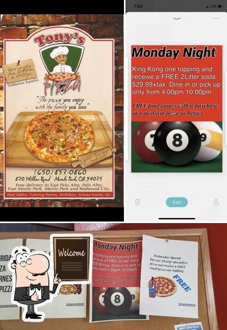 tonys pizza in Menlo Park - Restaurant menu and reviews