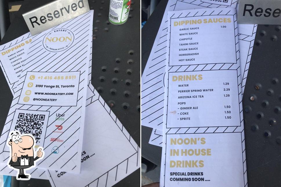 Noon Eatery in Toronto - Restaurant menu