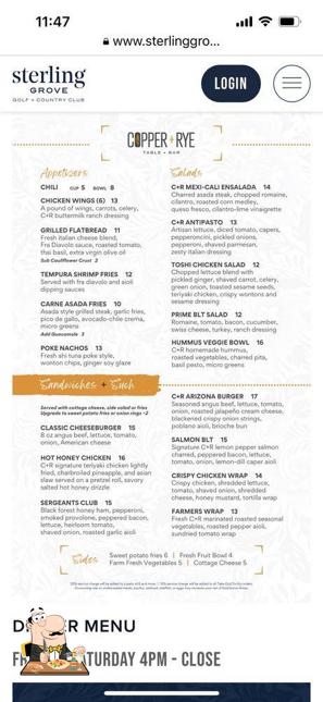 Copper + Rye at Sterling Grove in Surprise - Restaurant menu and reviews