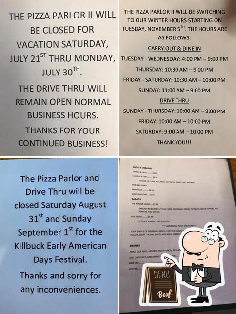 Pizza Parlor II in Killbuck - Restaurant menu and reviews