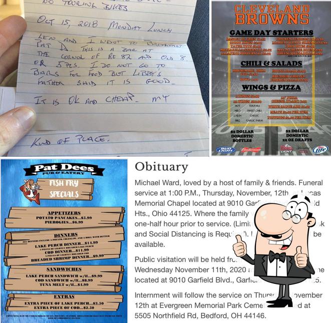 Pat Dees Pub & Eatery, Northfield - Restaurant menu, prices and reviews