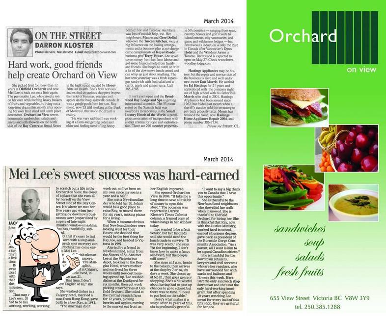 Orchard on View, Victoria - Restaurant menu, prices and reviews