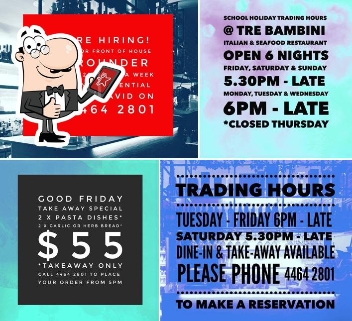 Tre Bambini Italian & Seafood Restaurant in Berry - Restaurant menu and ...