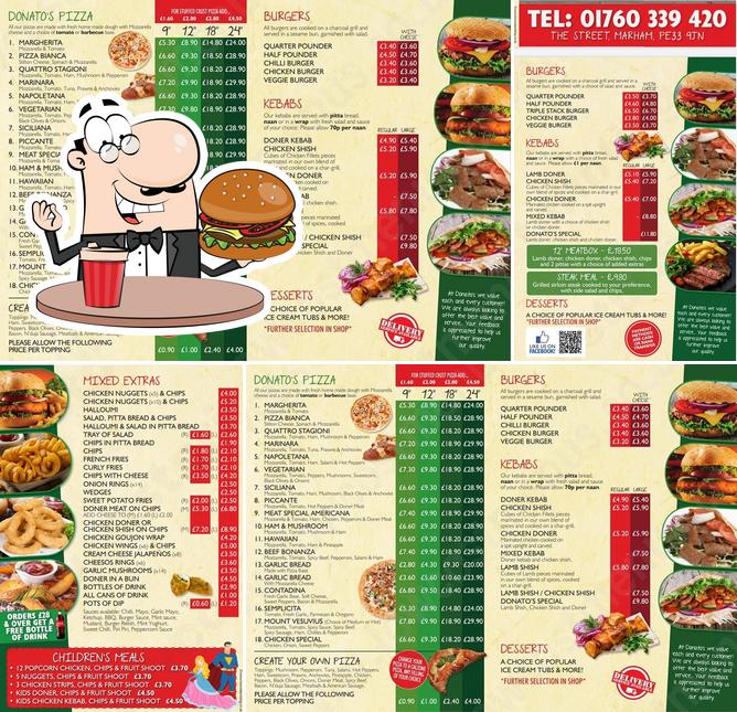 Donato's Pizza & Kebab House, Marham - Restaurant menu, prices and reviews