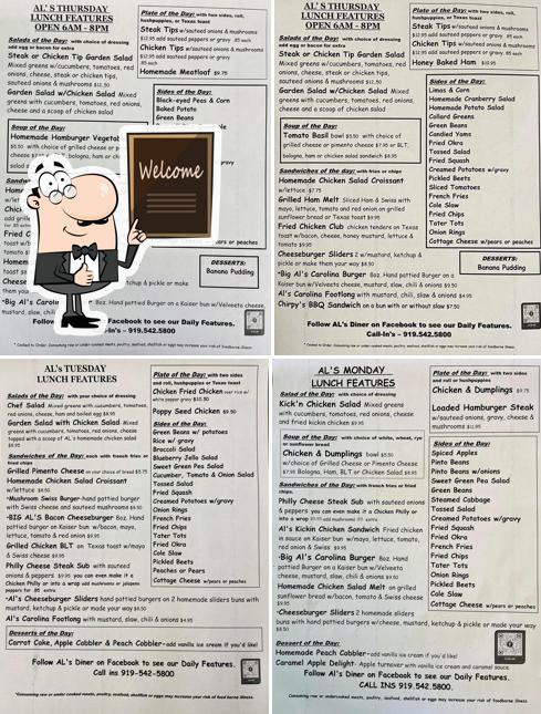 Al's Diner, Pittsboro - Restaurant menu, prices and reviews