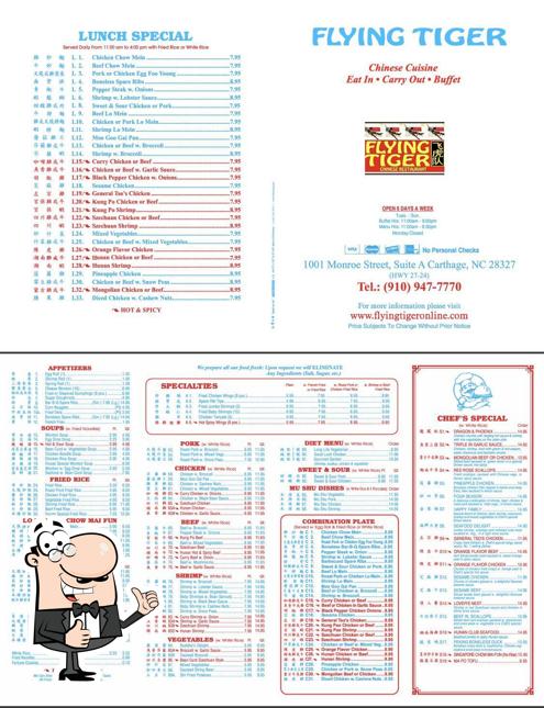 Flying Tiger, Carthage - Restaurant menu, prices and reviews