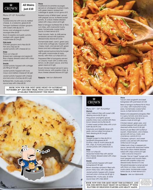 The Crown Inn, Harbury, Ufton - Restaurant menu, prices and reviews