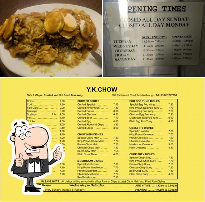 Y K Chow, Middlesbrough - Restaurant menu, prices and reviews