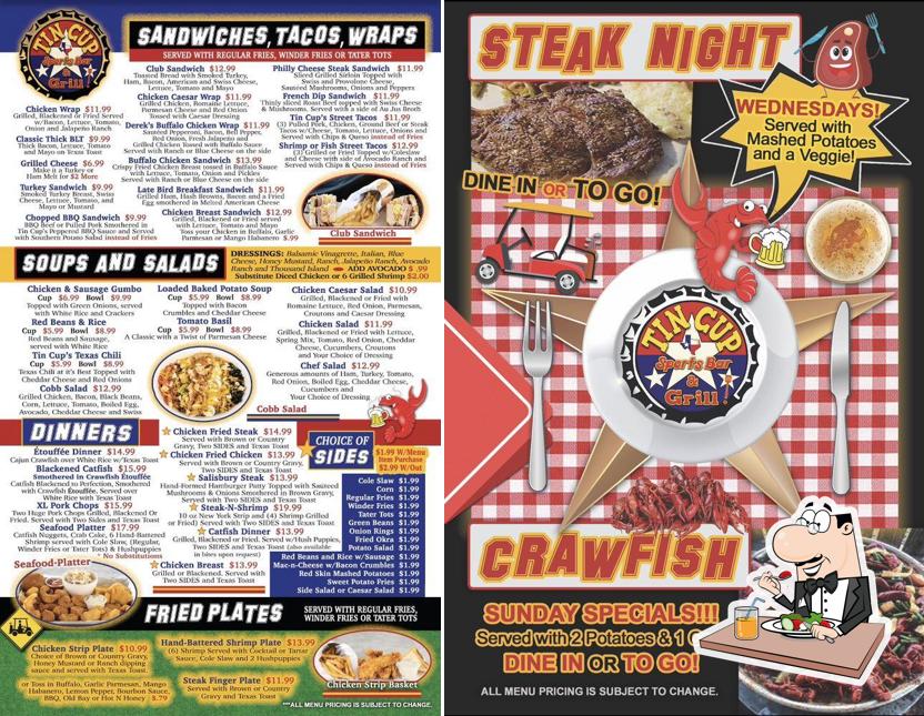 Tin Cup Sports Bar & Grill, Huffman - Restaurant menu, prices and reviews