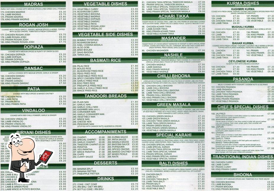 Fatima Indian Cuisine, Glenrothes - Restaurant menu, prices and reviews