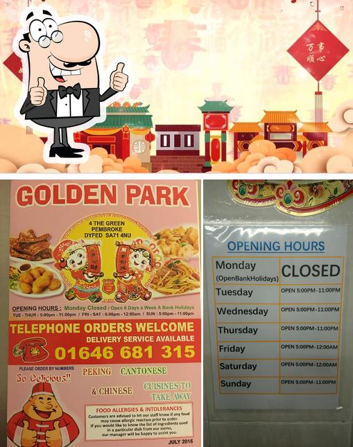 Golden Park, Pembroke - Restaurant menu, prices and reviews