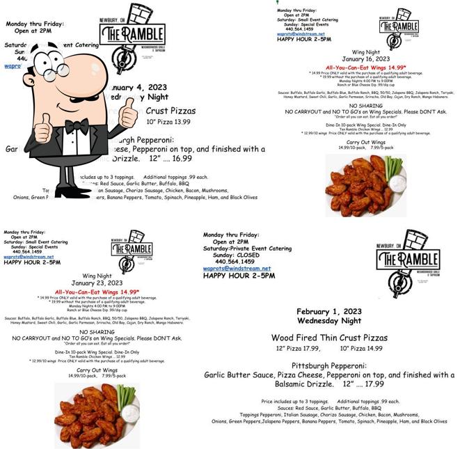 Menu of Ramble Inn restaurant, South Russell - reviews and ratings