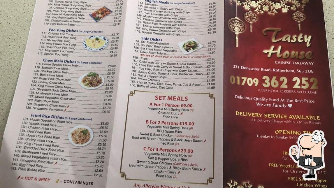 Tasty House Chinese takeaway in Rotherham - Restaurant menu and reviews
