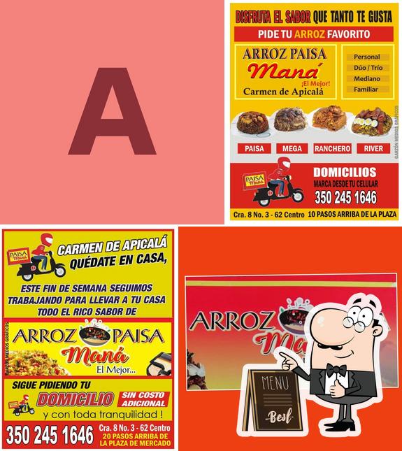 Arroz paisa maná ¡ el mejor !, Carmen de Apicalá - Menú del restaurante ...