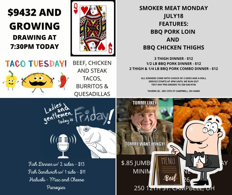 Tavern 26, Campbell - Restaurant menu, prices and reviews