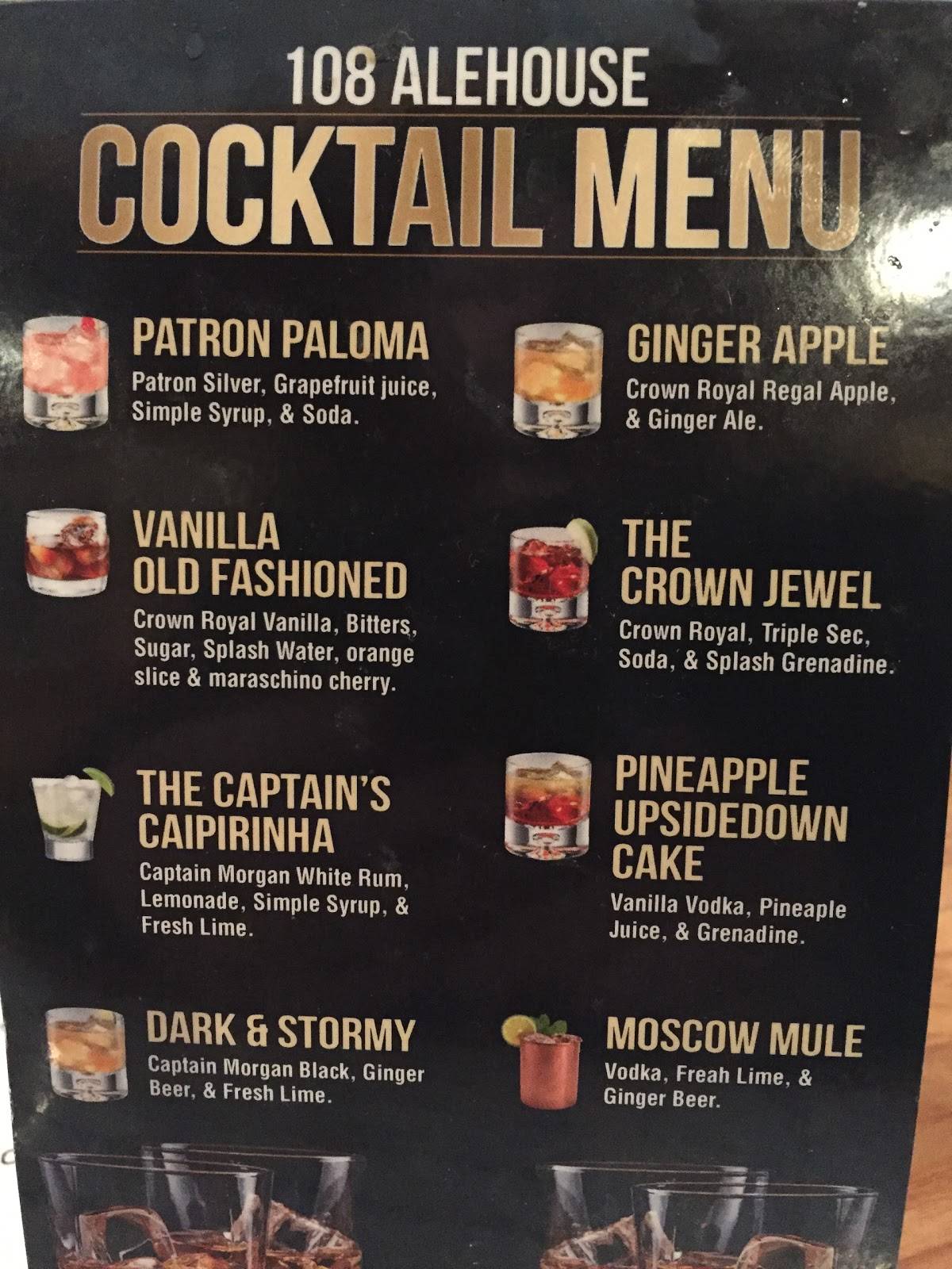 Menu at 108 Ale House pub & bar, Rincon
