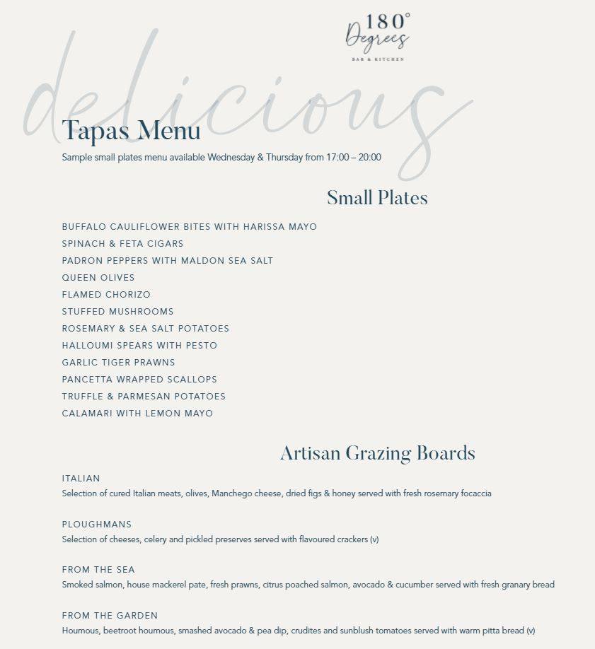 Menu at 180 Degrees Bar & Kitchen, Haywards Heath, Staplefield Rd