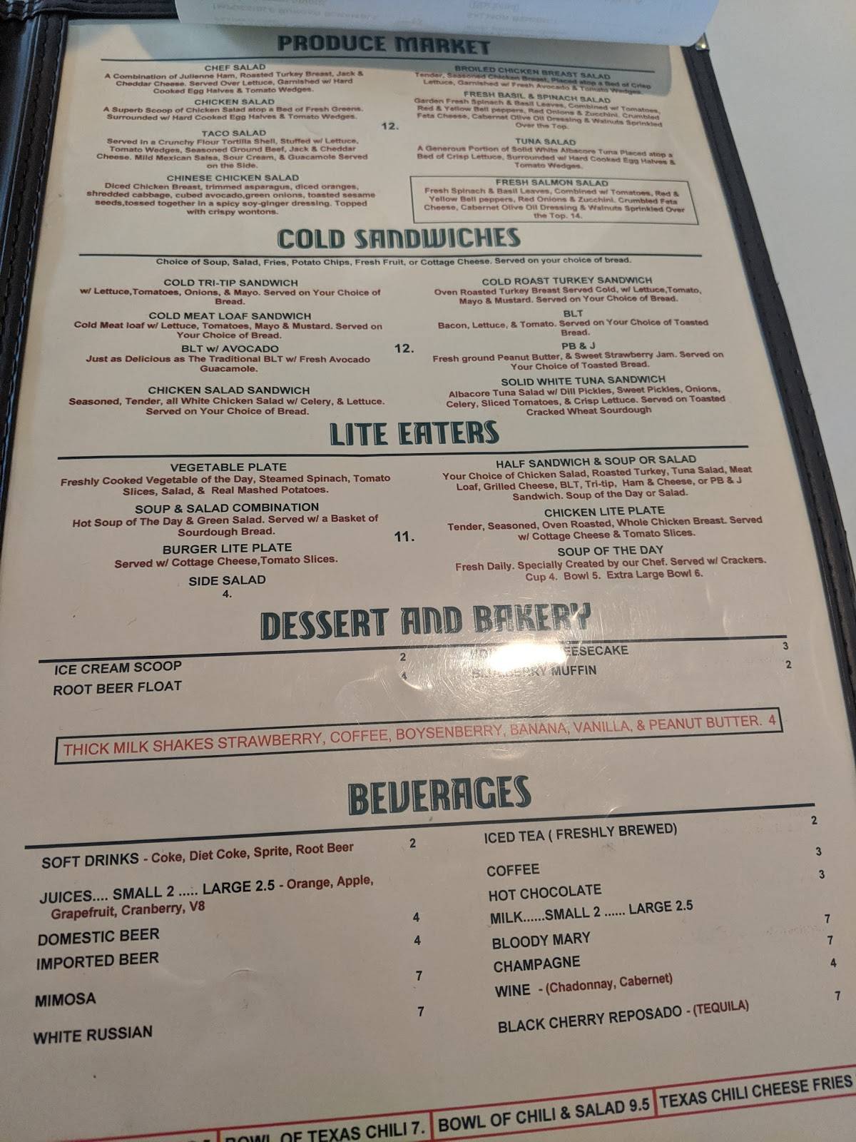 Menu at 24th Street Cafe, Bakersfield