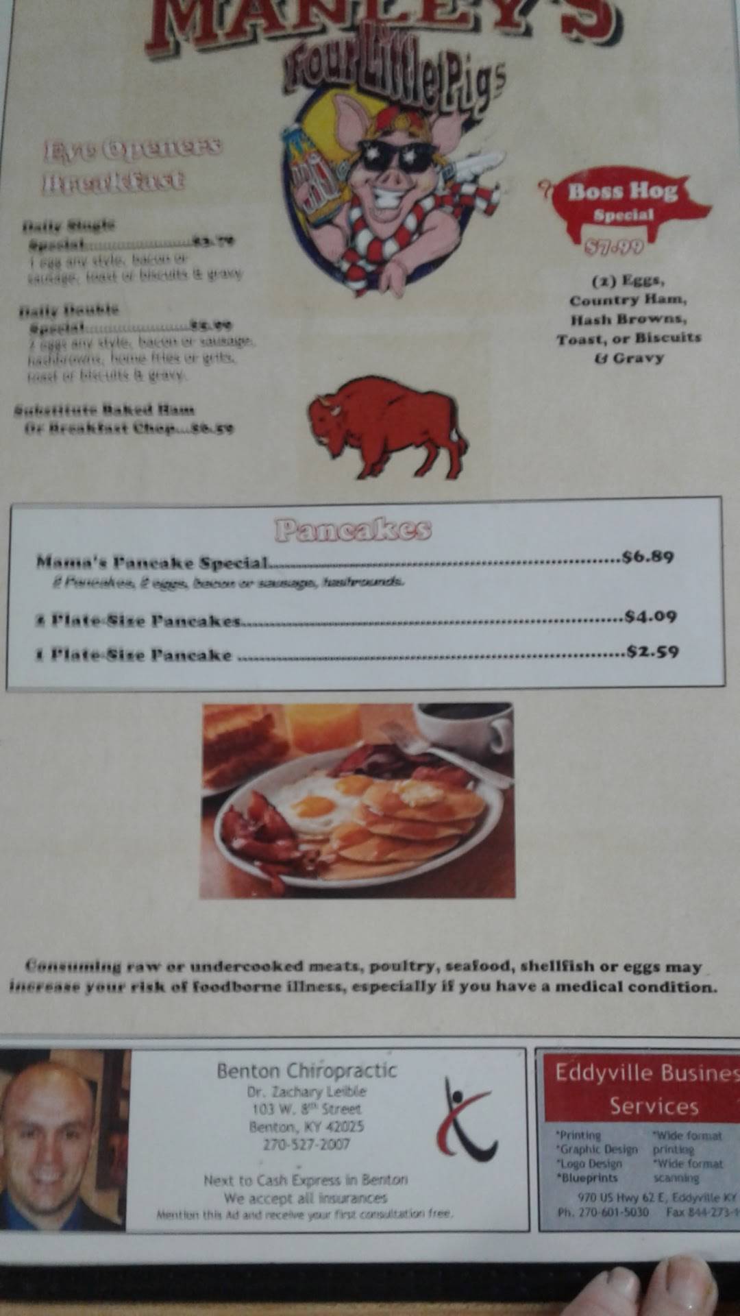 Menu at 4 Little Pigs BBQ, Benton