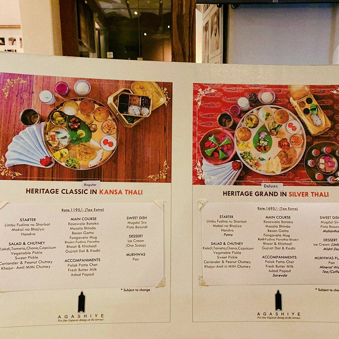 Menu at Agashiye Take Away, Ahmedabad