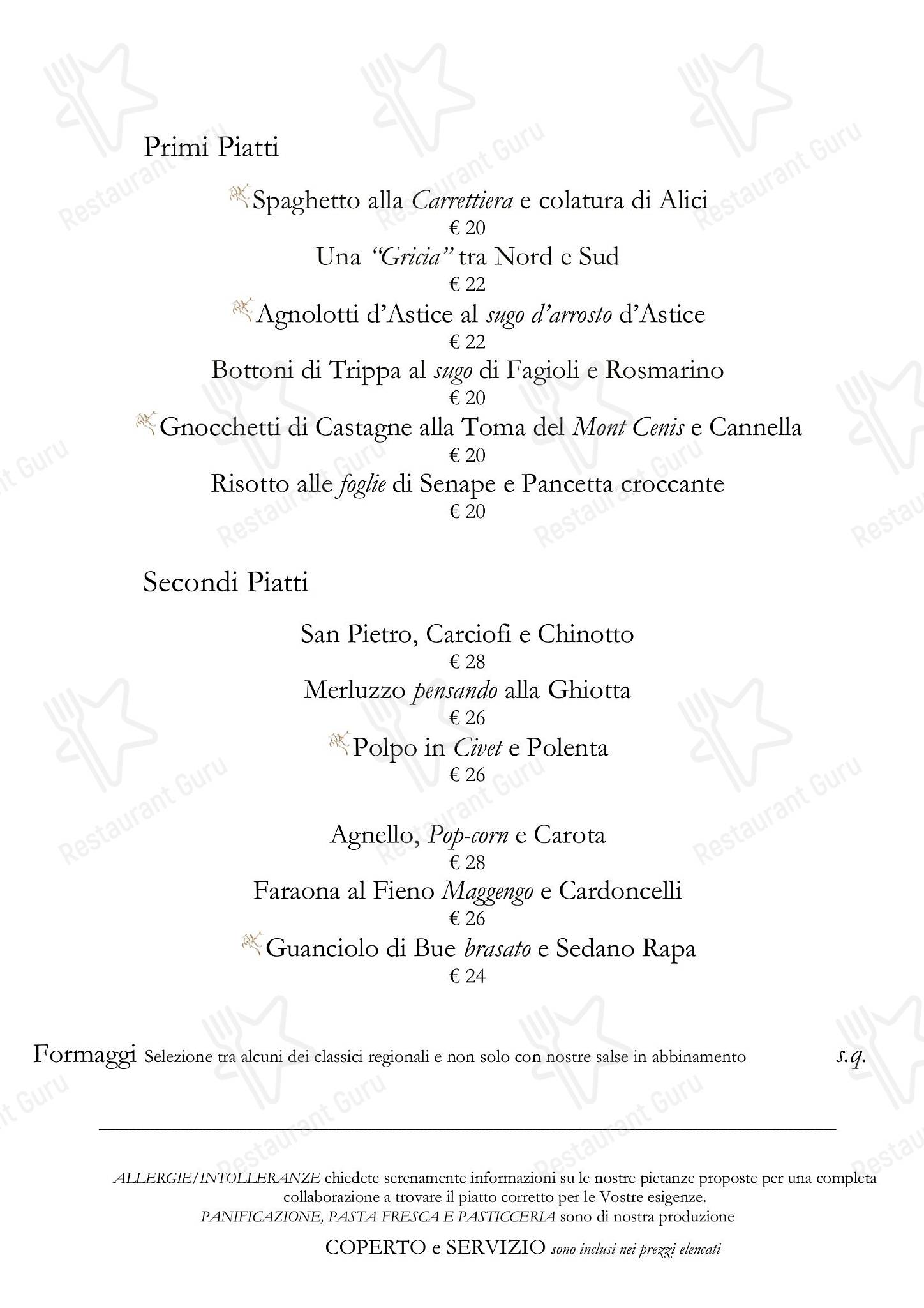 Menu da Ristorante al Garamond, Torino