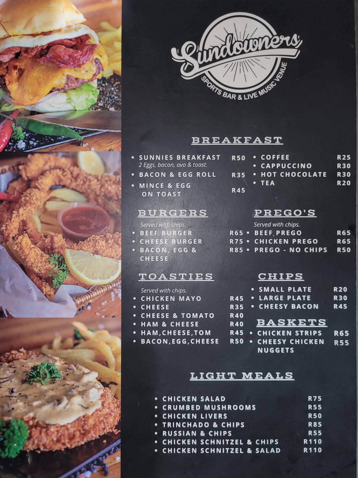 Menu at Sundowners pub & bar, New Redruth, Corner Kliprivier Drive ...