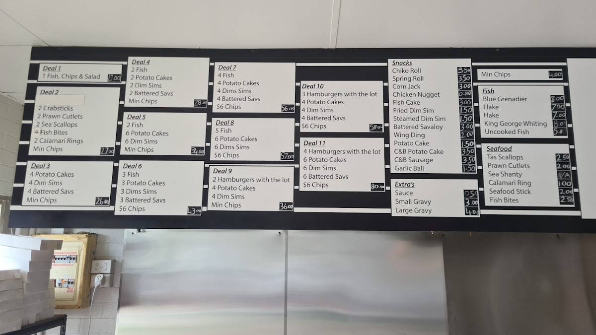 Menu at Jan's Cafe, Lavington