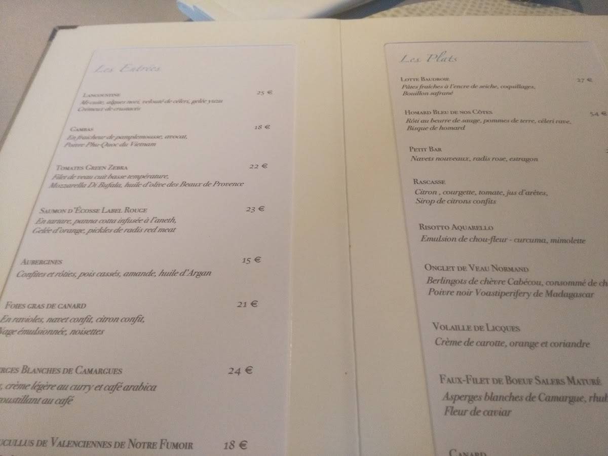 Menu au Alex'ception restaurant, Raismes