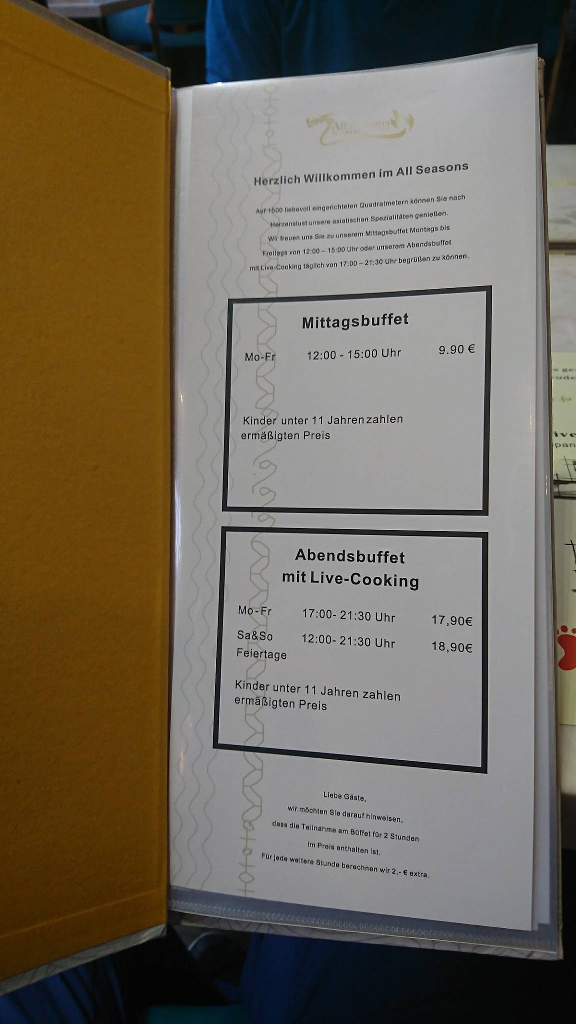 Speisekarte von All Seasons restaurant, Berlin