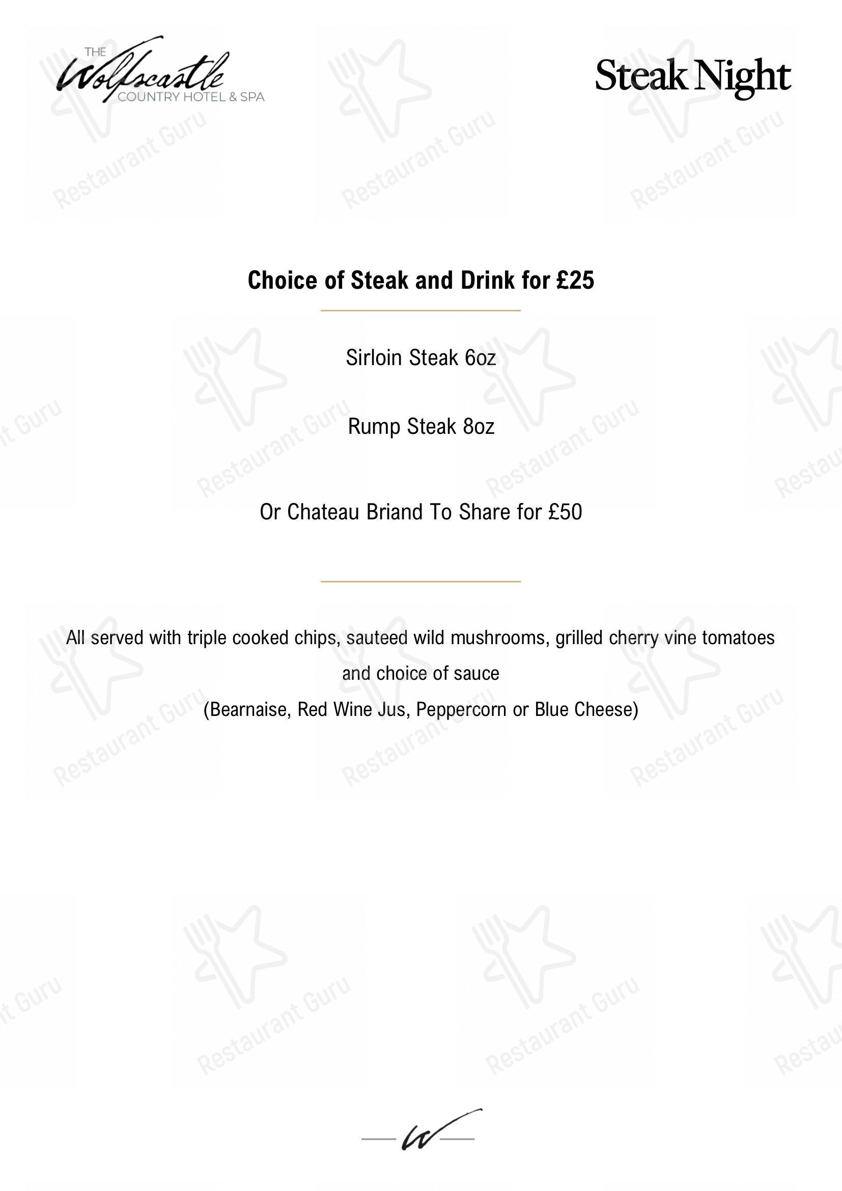 Menu at Allt Yr Afon Restaurant, Letterston