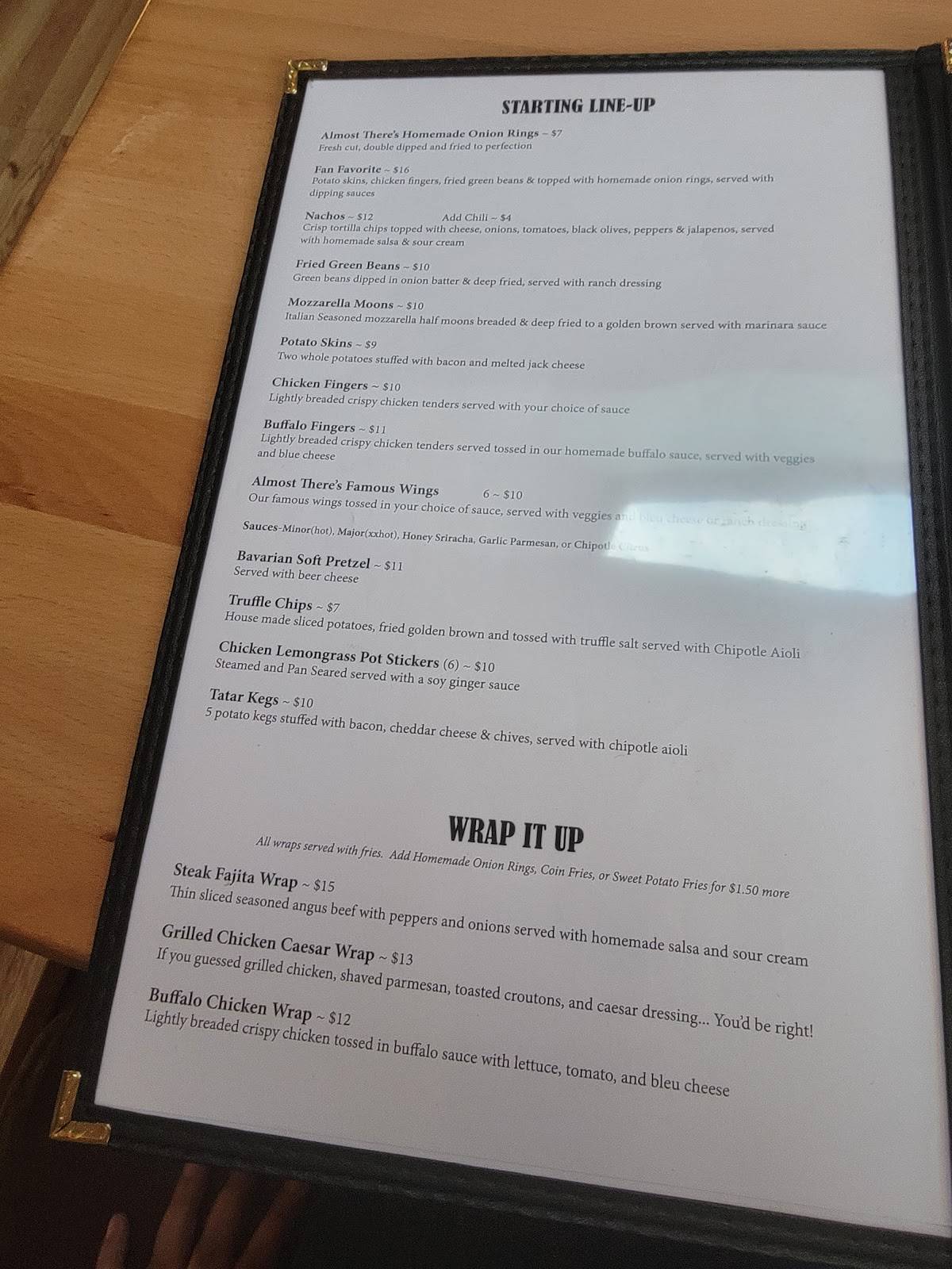 Menu at Almost There Restaurant, Albany, White Mountain Hwy