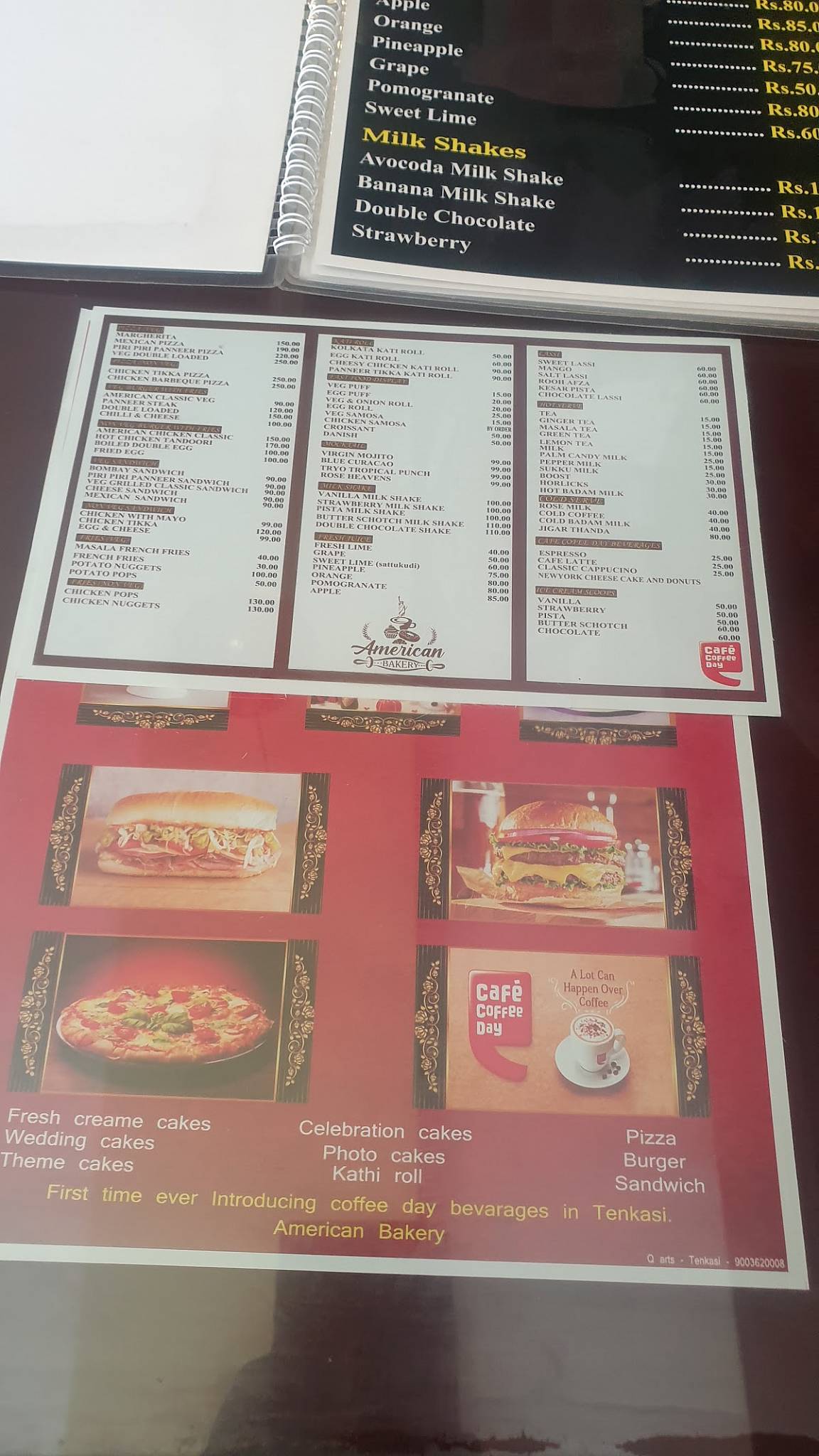 Menu at American Bakery and cafe, Tenkasi