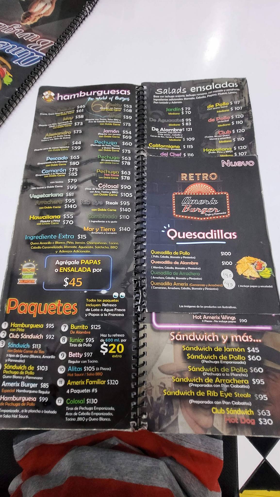 Carta del restaurante Amerix Burger Trojes, Aguascalientes