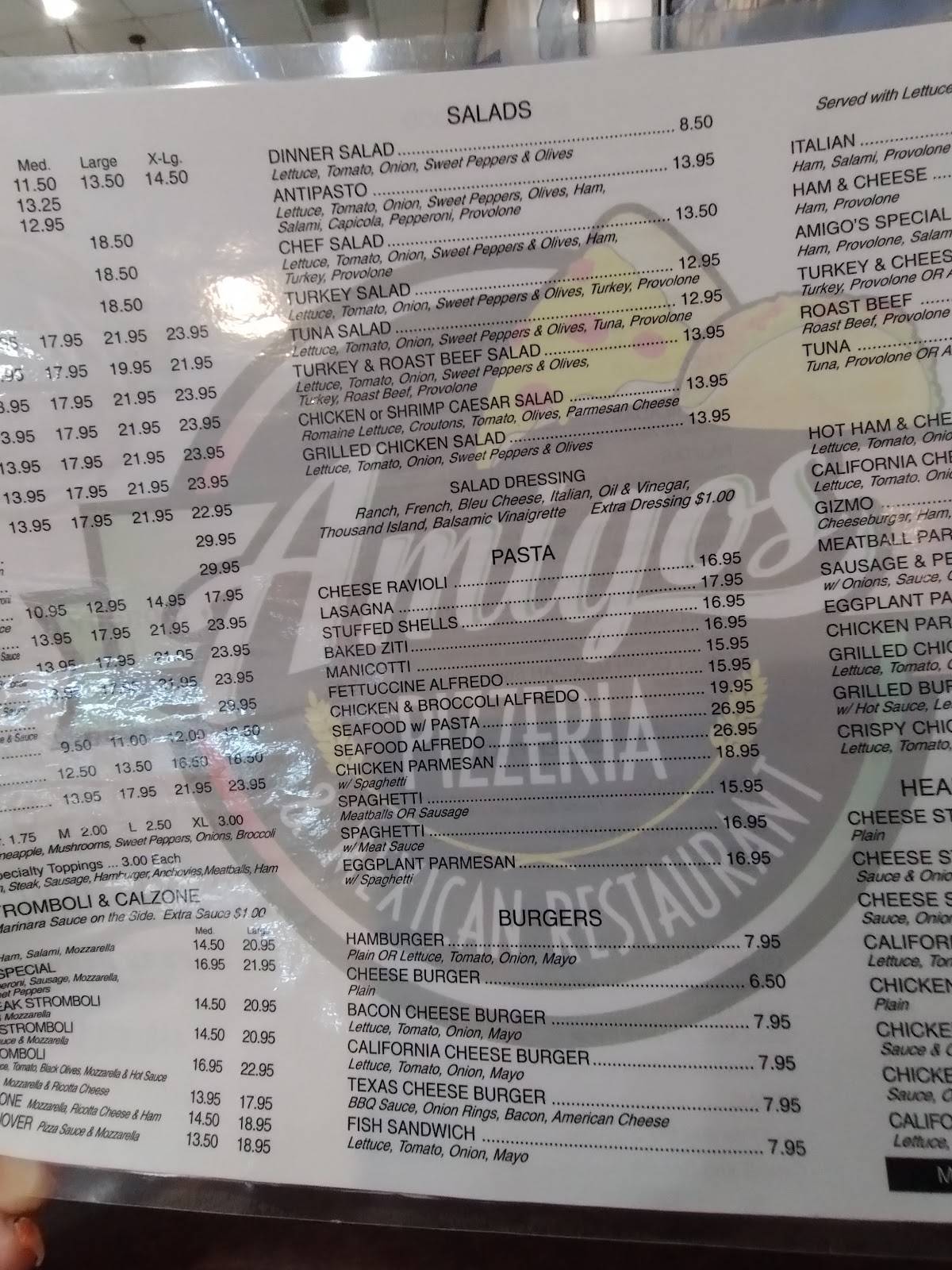 Menu at Amigos Pizzeria and Mexican Restaurant, Danville
