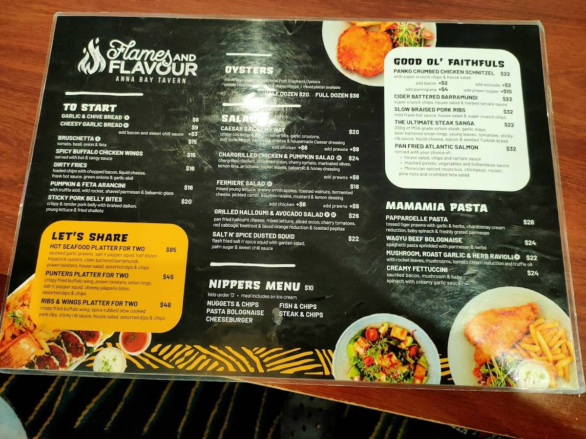 Menu at Anna Bay Tavern pub & bar, Anna Bay, 124 Gan Gan Rd
