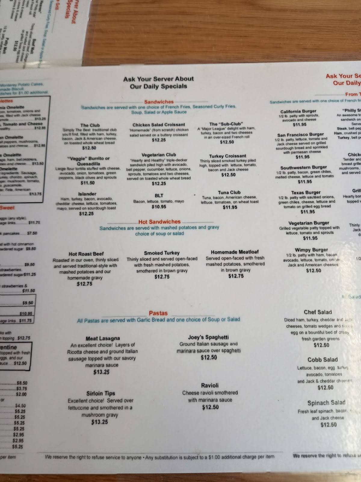 Menu at Antique Row Cafe, El Cajon, E Main St