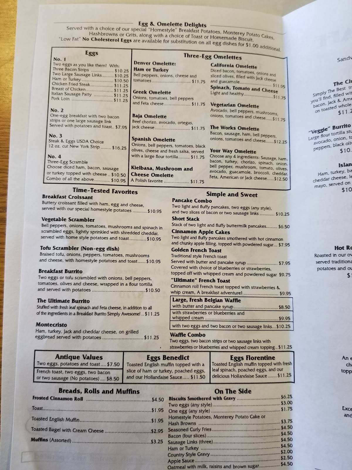 Menu at Antique Row Cafe, El Cajon, E Main St