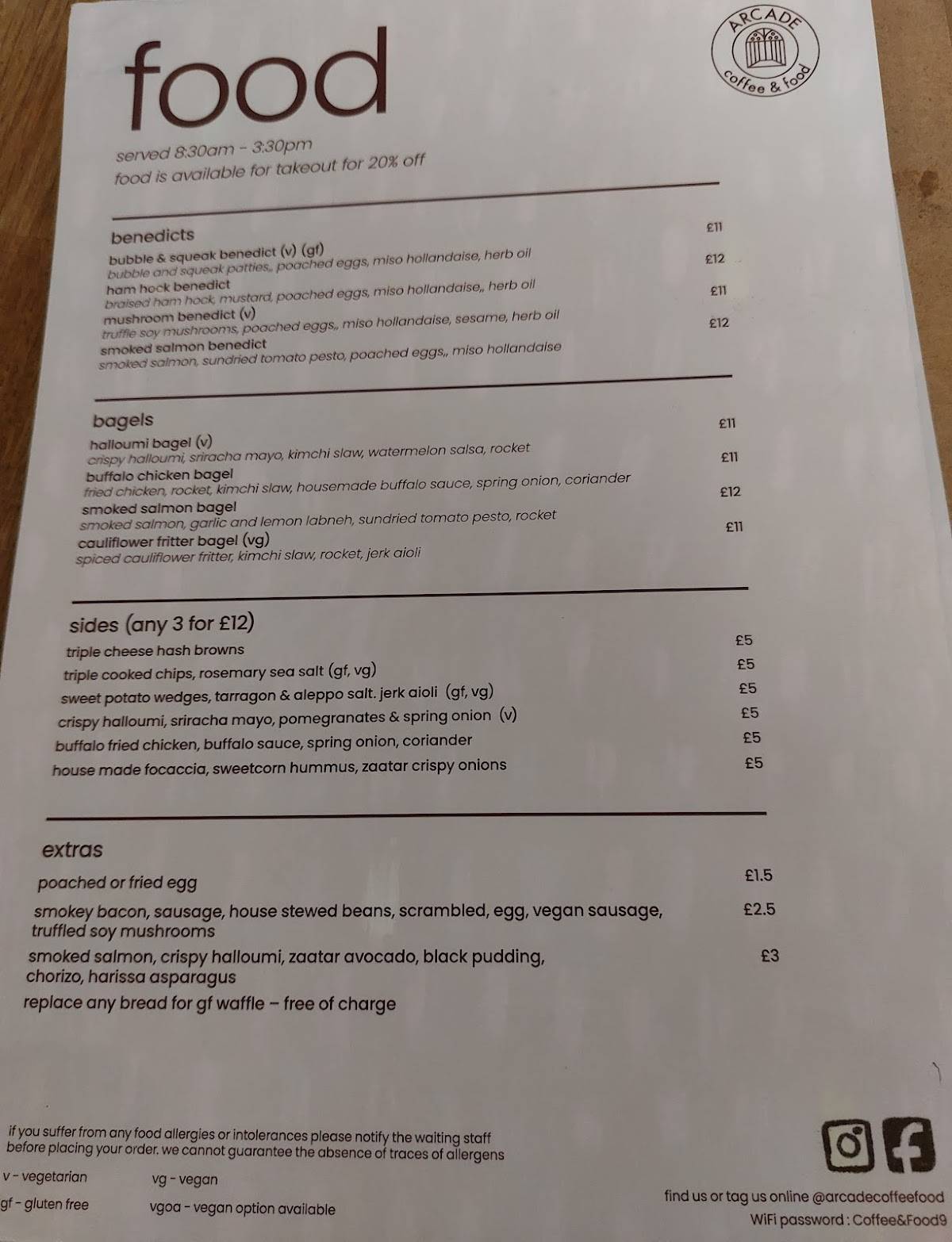 Menu at Arcade Coffee & Food cafe, Huddersfield