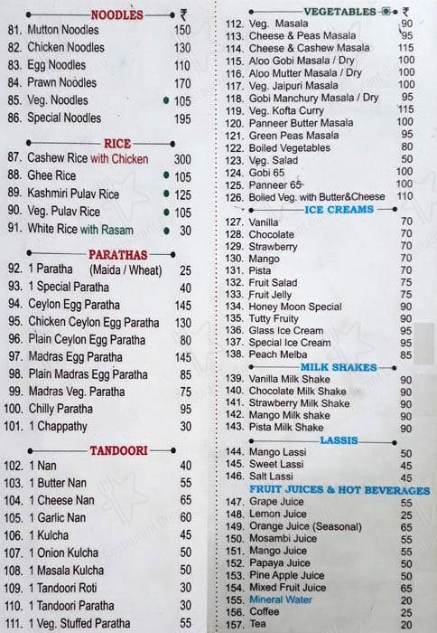 Menu at Aristo Hotel (Since 1971), Puducherry