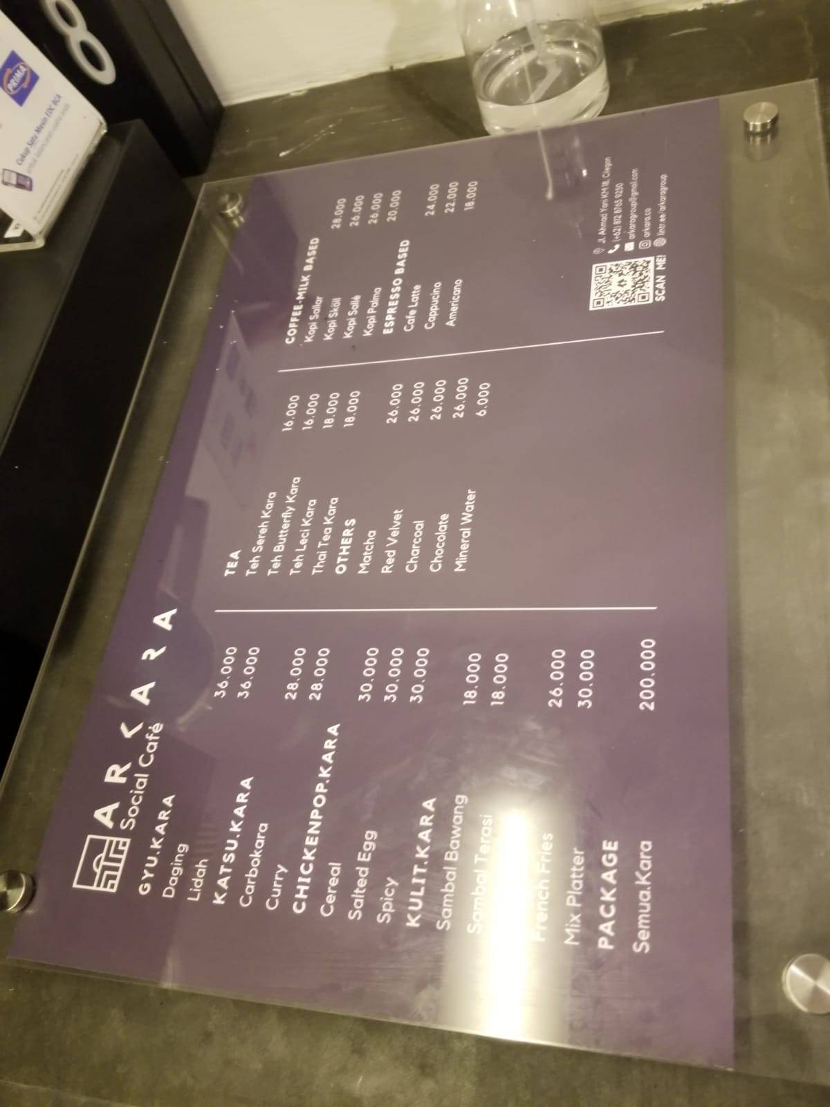 Menu at Arkara Social Café, Cilegon